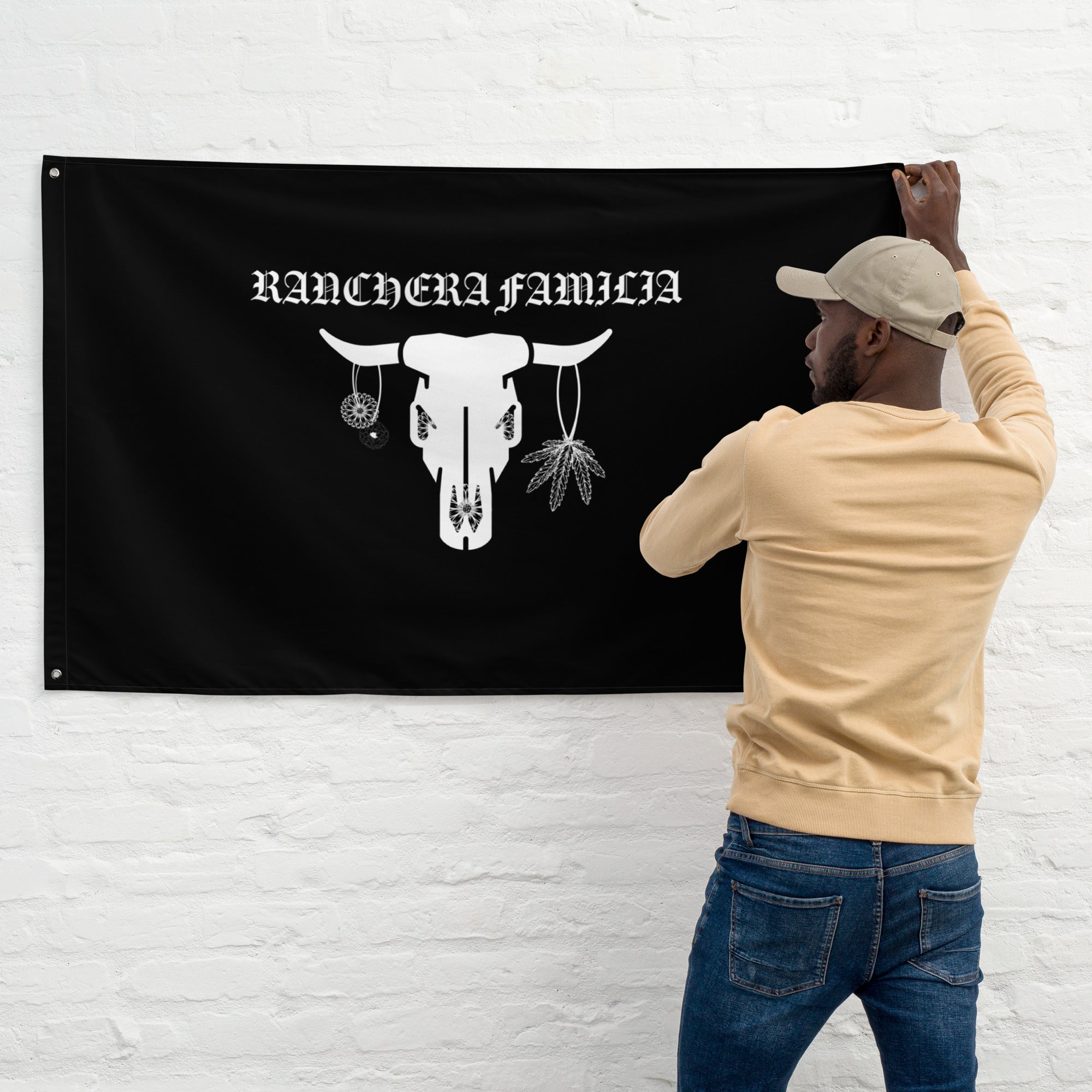 Ranchera Familia Cow Skull Flag